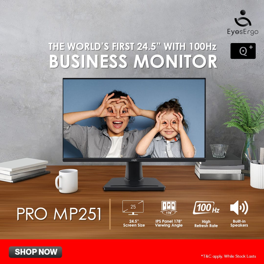 World's First 24.5-inch 100Hz EyesErgo Business Monitor by MSI ...